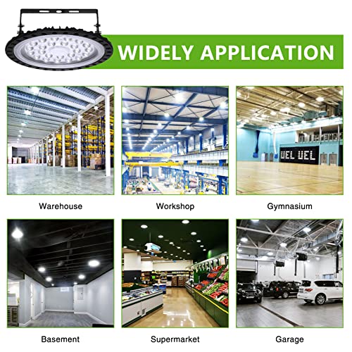 100W UFO LED High Bay Light, 10000 LM Factory Warehouse Industrial Lighting, 6000-6500K Shop Warehouse LED Lights, IP54 Waterproof, Commercial LED Bay Lighting for Garage Factory Workshop Gym