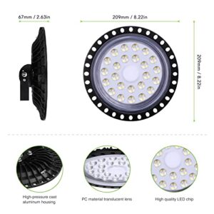 100W UFO LED High Bay Light, 10000 LM Factory Warehouse Industrial Lighting, 6000-6500K Shop Warehouse LED Lights, IP54 Waterproof, Commercial LED Bay Lighting for Garage Factory Workshop Gym