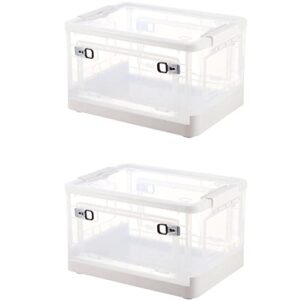 oemvalaty 2 packs storage bins with lids,28 qt. clear stackable lidded storage bins,collapsible storage cube bins with wheels, plastic storage box containers with double doors for home, office, bedroom, living room