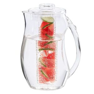 acrylic water infuser pitcher, beverage storage container with lid, ideal for iced tea and fruit infused beverages (2.9qt, 93oz, clear)