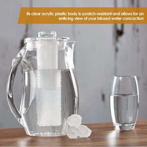 Acrylic Water Infuser Pitcher, Beverage Storage Container with Lid, Ideal for Iced Tea and Fruit Infused Beverages (2.9qt, 93oz, Clear)