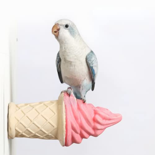 Bird Toy, Parrot Cage Chewing Toys, Parrot Perch Stand, Ice Cream Shape Totoro Squirrel Hamster Calcium Teeth Mouth Molar Grinding Stone Parrot Beak Stone Stand Platform (Small)