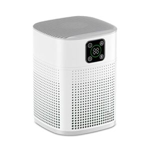 air purifiers for bedroom - honeyuan h13 hepa air purifier for home large room 322 sqft, air purifiers with 360°air intake, 3 fan speeds, 3-stage filtration for pet dander dust pollen smoke