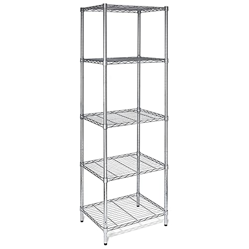 Kcelarec Heavy Duty 5 Tier Wire Shelving Unit 5 Shelves Storage Rack Thicken Steel Tube, NSF Certified, Chrome