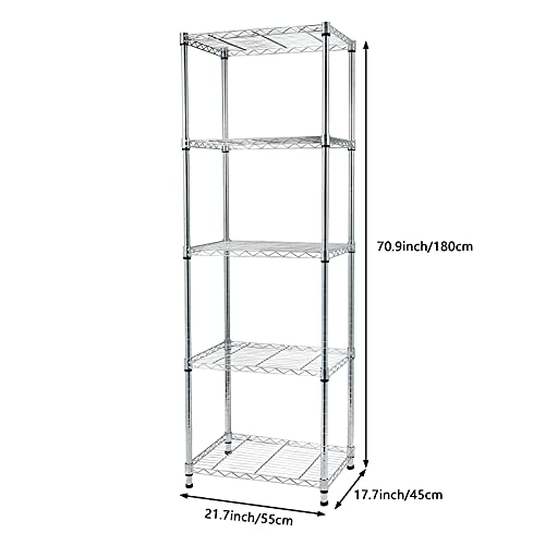 Kcelarec Heavy Duty 5 Tier Wire Shelving Unit 5 Shelves Storage Rack Thicken Steel Tube, NSF Certified, Chrome