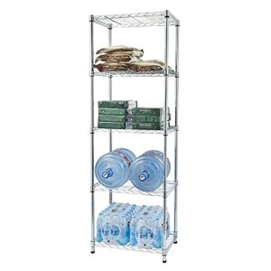 Kcelarec Heavy Duty 5 Tier Wire Shelving Unit 5 Shelves Storage Rack Thicken Steel Tube, NSF Certified, Chrome