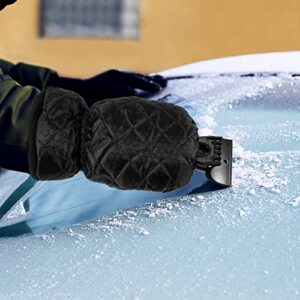 EBOOT 4 Pieces Ice Scraper with Glove Car Scraper Mitt Windshield Scraper Mitt Glove with Comfortable Foam Grip Waterproof Snow Scraper Remover Glove for Car Snow Removal Supplies, Black