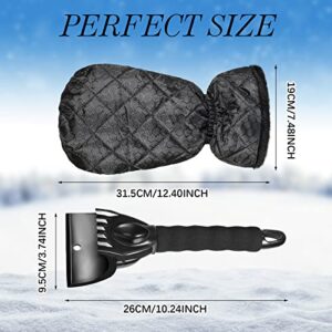 EBOOT 4 Pieces Ice Scraper with Glove Car Scraper Mitt Windshield Scraper Mitt Glove with Comfortable Foam Grip Waterproof Snow Scraper Remover Glove for Car Snow Removal Supplies, Black