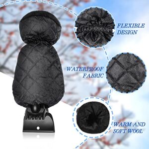 EBOOT 4 Pieces Ice Scraper with Glove Car Scraper Mitt Windshield Scraper Mitt Glove with Comfortable Foam Grip Waterproof Snow Scraper Remover Glove for Car Snow Removal Supplies, Black