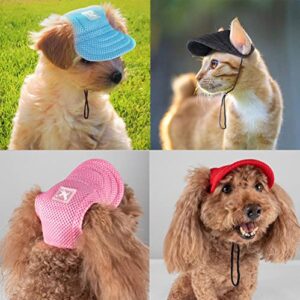 leconpet Mesh Baseball Pet Caps with Ear Holes Adjustable Comfortable Dog Hats for Small Medium and Large Dogs Cat Cap (Small, Red)