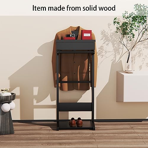 GLSCASA Valet Stand Clothes Hat Rack Storage Organizer Display Free Standing,Wardrobe Valet For Men Black