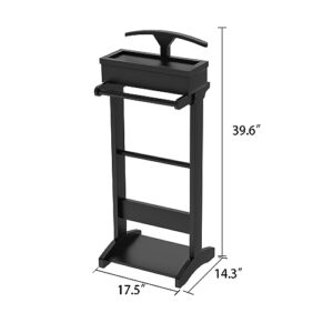 GLSCASA Valet Stand Clothes Hat Rack Storage Organizer Display Free Standing,Wardrobe Valet For Men Black