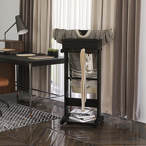 GLSCASA Valet Stand Clothes Hat Rack Storage Organizer Display Free Standing,Wardrobe Valet For Men Black