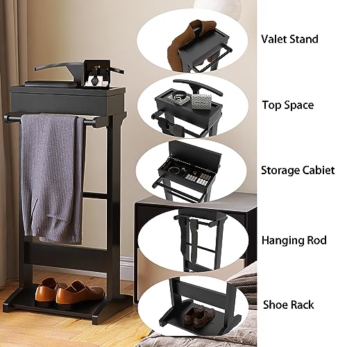 GLSCASA Valet Stand Clothes Hat Rack Storage Organizer Display Free Standing,Wardrobe Valet For Men Black