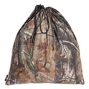 visi-one realtree all purpose camo heavy duty large laundry bags 1 pack 27" x 27" inch drawstring travel organizer bag hamper basket camp home dorm tear resistant dirty cloth storage camouflage