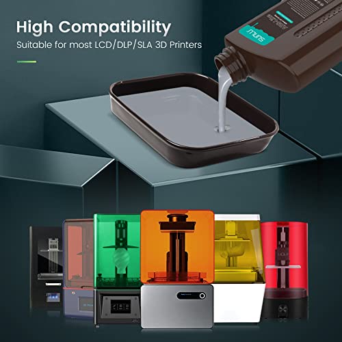 SUNLU 3D Printer Resin, 2000g ABS-Like High Toughness Resin for 4k/6k/8k LCD/DLP/SLA Resin 3D Printer, 405nm UV Curing 3D Printing Resin, Good Resistance, Non-Brittle & High Precision, Grey 2000g