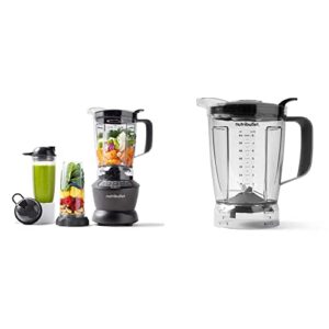 nutribullet znbf30500z blender combo 1200 watt, 1200w, dark gray & blender 64 oz pitcher