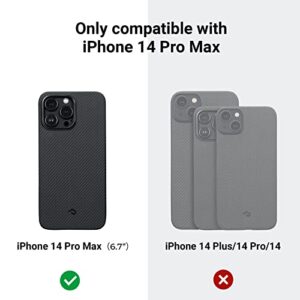 PITAKA Case for iPhone 14 Pro Max Compatible with MagSafe, MagEZ Slim & Light, 6.7-inch with a Case-Less Touch Feeling, 600D Aramid Fiber Made [ 3 - Black/Grey(Twill)]