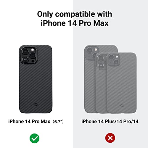 PITAKA Case for iPhone 14 Pro Max Compatible with MagSafe, MagEZ Slim & Light, 6.7-inch with a Case-Less Touch Feeling, 600D Aramid Fiber Made [ 3 - Black/Grey(Twill)]