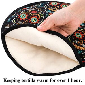 Hiceeden 3 Pack 12" Tortilla Warmer Pouch, Insulated Cloth Food Warmer Two Sides Keep Warm for Corn, Flour Taco, Mexican Party, Microwave Safe