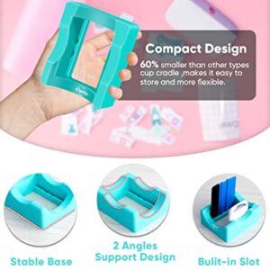 CUPITUP Small Silicone Cup Cradle with Built-in Slot for Crafting Tumblers Use to Apply Vinyl Decals for Tumblers, Tumbler Holder for Crafts, 2 Angle Supports Tumbler Cradle for Epoxy