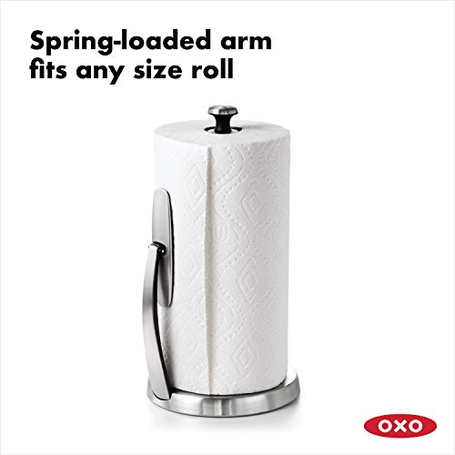 OXO Good Grips Stainless Steel Soap Dispensing Sponge Holder - Clear, One Size & Good Grips SimplyTear Paper Towel Holder - Stainless Steel