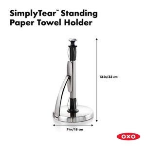 OXO Good Grips Stainless Steel Soap Dispensing Sponge Holder - Clear, One Size & Good Grips SimplyTear Paper Towel Holder - Stainless Steel