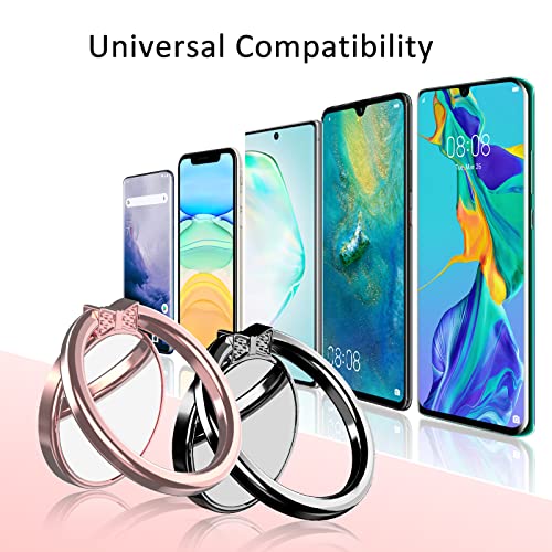 VASIVO Mirror Phone Ring Holder, (2pcs) 360° Swivel Ring Holder Finger Holder Holder for iPhone 12/13/13pro, Galaxy S8/S8 Plus and Other Smartphones (RoseBlack)