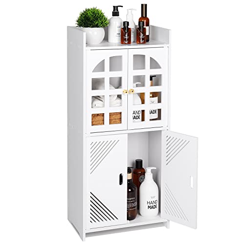 Bathroom Storage Cabinet,Home Furniture Floor Standing Cabinet,Toilet Side Paper Holder,PVC Home Organizers,Utility Storage Cabinet for Living Room, Bedroom, Kitchen, White