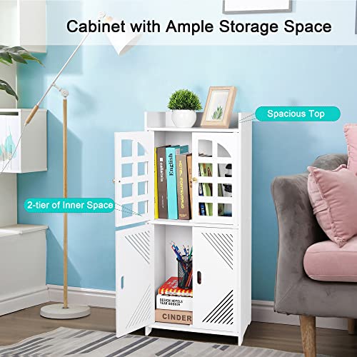 Bathroom Storage Cabinet,Home Furniture Floor Standing Cabinet,Toilet Side Paper Holder,PVC Home Organizers,Utility Storage Cabinet for Living Room, Bedroom, Kitchen, White