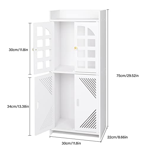 Bathroom Storage Cabinet,Home Furniture Floor Standing Cabinet,Toilet Side Paper Holder,PVC Home Organizers,Utility Storage Cabinet for Living Room, Bedroom, Kitchen, White