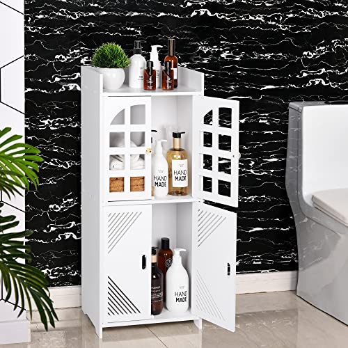 Bathroom Storage Cabinet,Home Furniture Floor Standing Cabinet,Toilet Side Paper Holder,PVC Home Organizers,Utility Storage Cabinet for Living Room, Bedroom, Kitchen, White