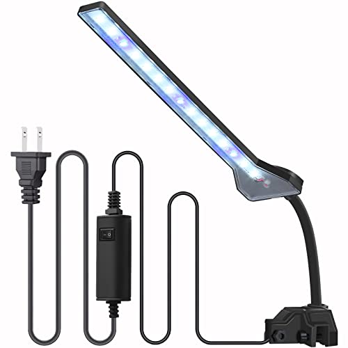 FYD LED Aquarium Light, 4.5W Clip on Aquarium Light Suitable for Uncovered Aquariums Under 15 Inches, Fish Tank Light with White & Blue Lights, Aquarium Plant Light for Reef Coral Aquatic Plants