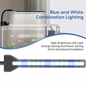 FYD LED Aquarium Light, 4.5W Clip on Aquarium Light Suitable for Uncovered Aquariums Under 15 Inches, Fish Tank Light with White & Blue Lights, Aquarium Plant Light for Reef Coral Aquatic Plants