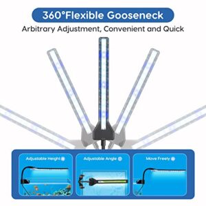 FYD LED Aquarium Light, 4.5W Clip on Aquarium Light Suitable for Uncovered Aquariums Under 15 Inches, Fish Tank Light with White & Blue Lights, Aquarium Plant Light for Reef Coral Aquatic Plants