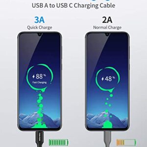 [10ft, 2-Pack] USB C Cable Fast Charging, Long USB A to Type C Charger Cable Braided for Samsung Galaxy A10e A03s A13 A32 A50 A51 A52 A53 A71 Note 20 10 9, S22 S21 S20 Ultra S10 S10e S9, LG G8 Moto G9