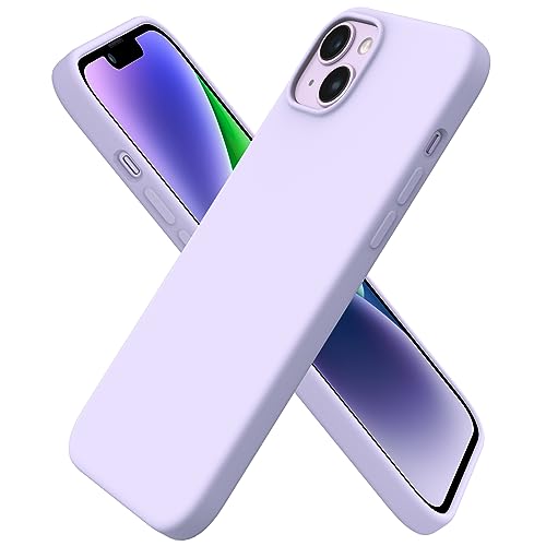 ORNARTO Compatible with iPhone 14 Plus Case 6.7, Slim Liquid Silicone 3 Layers Full Covered Soft Gel Rubber Phone Case Protective Cover for Women Men 6.7 Inch-Pastel Lilac