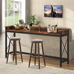 Tribesigns Sofa Table with Outlets and USB Ports, 70.9 inch Extra Long Console Table Behind Couch with Charging Station, Industrial Narrow Entryway Hallway Accent Table for Living Room