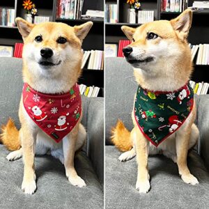 Cartisanat Dog Bandanas, 2 Pack Floral & Christmas Set Triangle Reversible Dog Pet Scarfs Adjustable Fit Triangle Bibs Accessories, Multiple Sizes Offered for Small Medium & Large Dogs