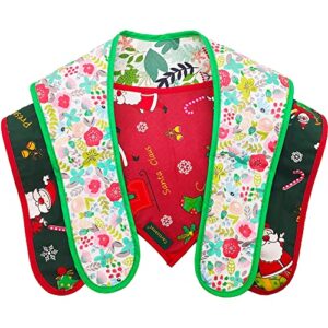 Cartisanat Dog Bandanas, 2 Pack Floral & Christmas Set Triangle Reversible Dog Pet Scarfs Adjustable Fit Triangle Bibs Accessories, Multiple Sizes Offered for Small Medium & Large Dogs