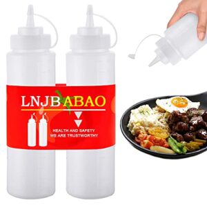 lnjbabao 2 pcs 8oz plastic squeeze condiment bottles sauce bottles 8oz seasoning dispensers 250ml squeeze condiment bottles for condiments ketchup syrup bbq sauce mustard salad dressing