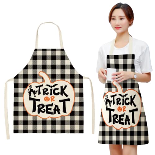 Crethinkaty 1 Pieces Halloween Aprons,Halloween Kitchen Baking Aprons,Halloween Party Apron, Waterproof Apron Chefs Pinafore Apron Cooking BBQ （Style 2）