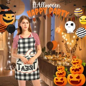 Crethinkaty 1 Pieces Halloween Aprons,Halloween Kitchen Baking Aprons,Halloween Party Apron, Waterproof Apron Chefs Pinafore Apron Cooking BBQ （Style 2）