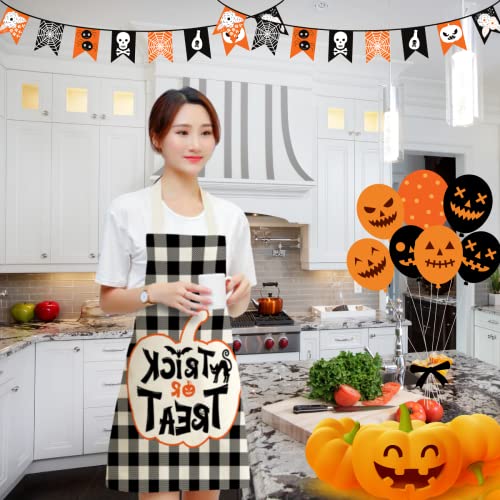 Crethinkaty 1 Pieces Halloween Aprons,Halloween Kitchen Baking Aprons,Halloween Party Apron, Waterproof Apron Chefs Pinafore Apron Cooking BBQ （Style 2）