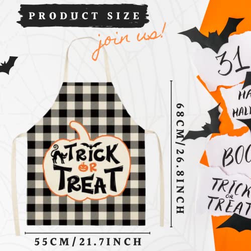 Crethinkaty 1 Pieces Halloween Aprons,Halloween Kitchen Baking Aprons,Halloween Party Apron, Waterproof Apron Chefs Pinafore Apron Cooking BBQ （Style 2）