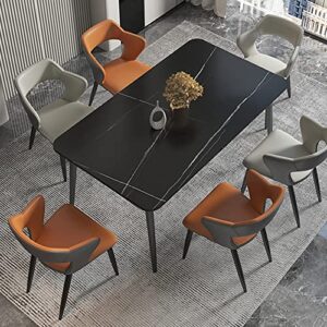 LITFAD Leather Indoor Upholstered Dining Chair with Arms Metallic Finish Open Back Side Chair Creative Restaurant Chair - 1 Piece Orange