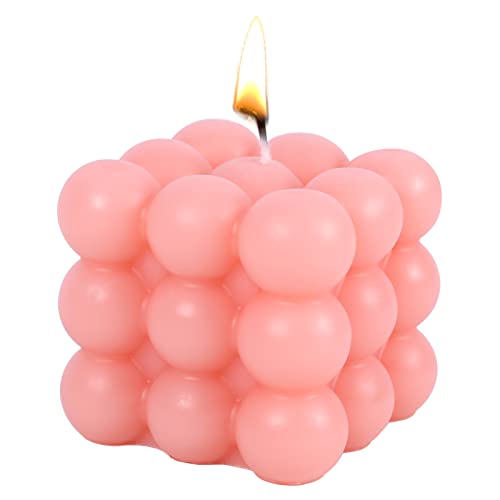 Bubble Candles - Cube Soy Wax Candle, Aesthetic Decor Scented Candle, Cute Pink Candles for Home, Holiday, Wedding & Party,Dinner Table, Halloween,Christmas (Pink)