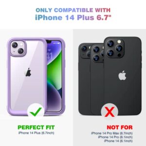 Diaclara Designed for iPhone 14 Plus Case, Full Body Rugged Case with Built-in Touch Sensitive Anti-Scratch Screen Protector, with Camera Lens Protector for iPhone 14 Plus 6.7" (Peri Purple)