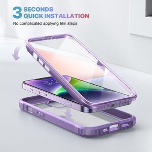 Diaclara Designed for iPhone 14 Plus Case, Full Body Rugged Case with Built-in Touch Sensitive Anti-Scratch Screen Protector, with Camera Lens Protector for iPhone 14 Plus 6.7" (Peri Purple)