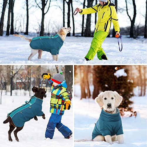 Bonaweite Warm Dog Coat, Waterproof Dog Winter Jacket for Large Medium Small Dogs, Dog Fleece Vest Dog Snowsuit Dog Cold Weather Coat, Doggy Sweater Hoddies Apparel Dog Coat with Harness Built in